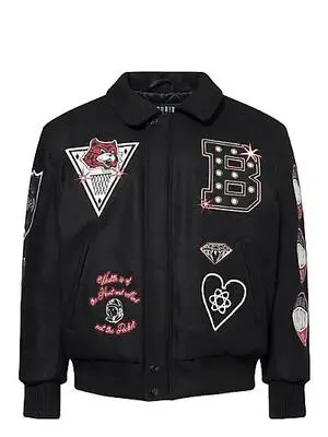 BILLIONAIRE BOYS CLUB Alumni Embroidered Wool-blend Varsity Jacket - Black