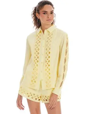 Allison Nina Eyelet Shirt - Yellow