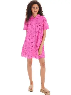 Allison Eliana Eyelet Mini Dress - Floral / Pink