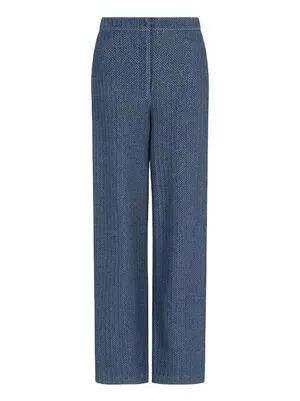 Emporio Armani Chevron-motif Jersey Trousers - Blue