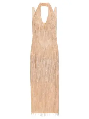 Dolce & Gabbana Calf-length Dress With Fringe - Multicolor