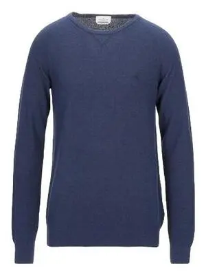 BROOKSFIELD Knitted Cotton-blend Sweater - Blue