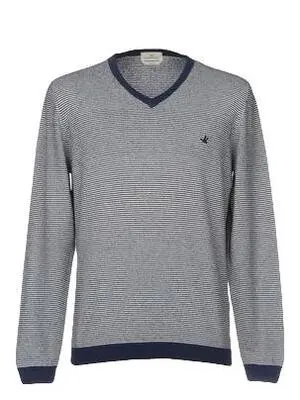 BROOKSFIELD Intarsia-knit Striped Sweater - Blue