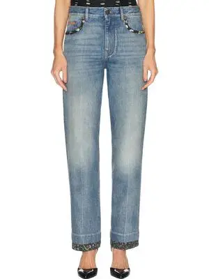 Valentino Garavani Straight Leg Jeans - Medium Blue Denim