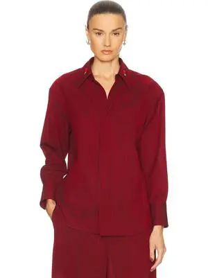 Bottega Veneta Button Up Top - Red & Grey Melange
