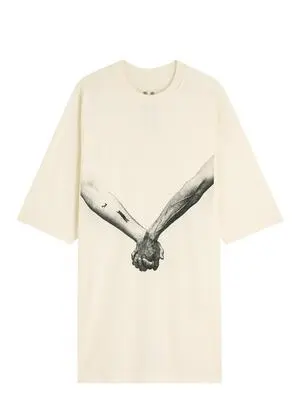 Rick Owens Jumbo Printed Cotton T-shirt - Cream