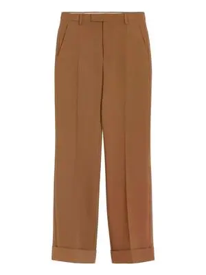 Valentino Garavani Cuffed Gabardine Trousers - Brown