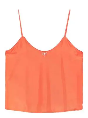FORTE_FORTE Crystal-embellished Silk Top - Orange