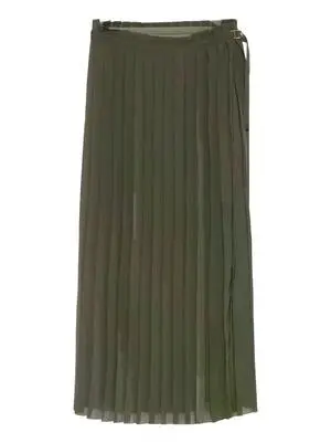 Ami Pleated Midi Skirt - Green