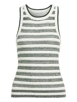 Veronica Beard Jerrel Striped Linen-blend Tank - Off-white