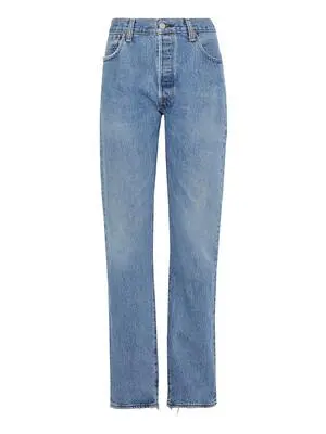 RE/DONE WITH LEVI'S Faded High-Rise Straight-Leg Jeans Light Denim