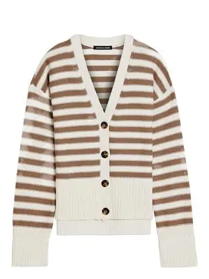 Veronica Beard Saylor Striped Cotton Cardigan - Off-white