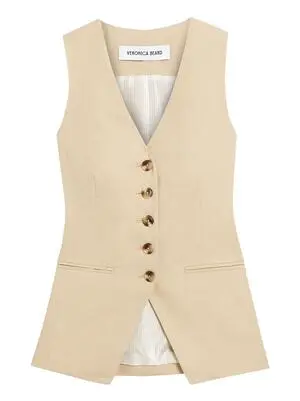 Veronica Beard Liff Linen-blend Vest - Beige