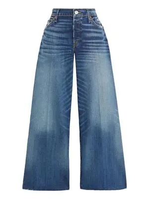 RE/DONE Cropped Distressed Wide-Leg Jeans