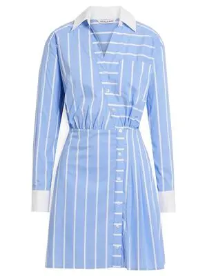 Veronica Beard Poppe Wrap-effect Striped Mini Shirt Dress - Light Blue