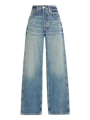 RE/DONE High-rise Straight-leg Jeans - Mid Denim