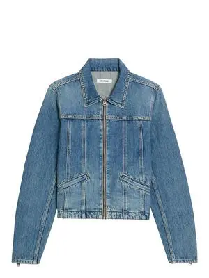 RE/DONE Slim Zip Denim Jacket - Mid Denim