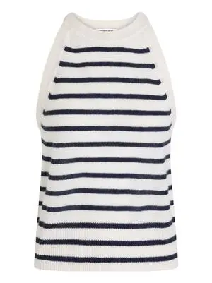 Veronica Beard Myrick Striped Cashmere Top - Ivory