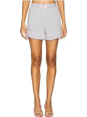 GANNI Yarn Dyed Stripe Elasticated Shorts - Soft Chambray
