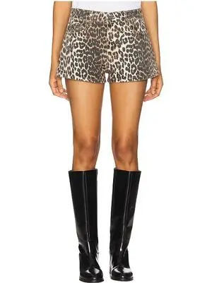 GANNI Print Denim Hotpants - Leopard
