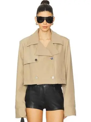 WeWoreWhat Cropped Trench Coat - Soft Brown