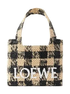Loewe Mini Gingham Raffia Tote - Neutrals