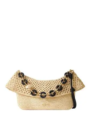 Loewe Ola Embellished Raffia Shoulder Bag - Neutrals