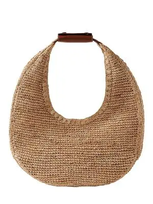 Staud Moon Large Raffia Tote - Neutrals