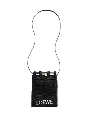 Loewe Raffia Shoulder Bag - Black