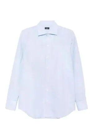 FINAMORE 1925 Micro-pattern Shirt - Blue