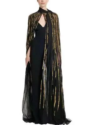 Elie Saab Bead-embellished Cape - Black