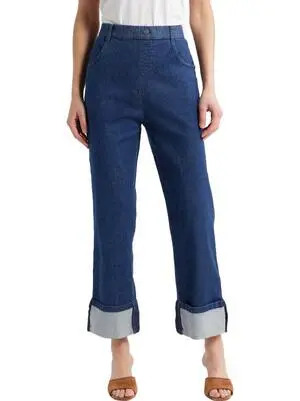 Hue Cuffed Skimmer Jeans Dark Rinse Wash
