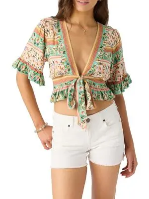 O'Neill Harlow Tie Front Crop Top - Tapioca