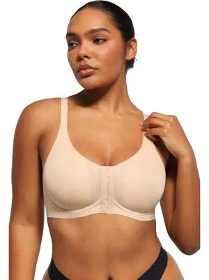 SHAPELLX Wireless Front-hook Back Smooth Bra - Warm Sand
