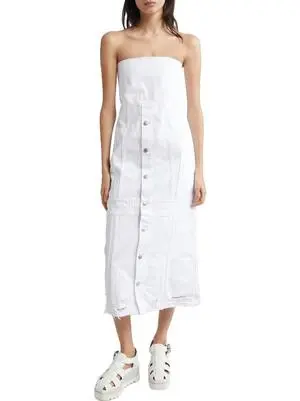 Stella McCartney Distressed Denim Bustier Dress - White
