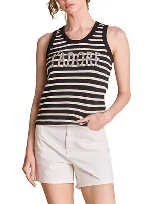 Endless Rose J'adore Striped Tank - Black/ White