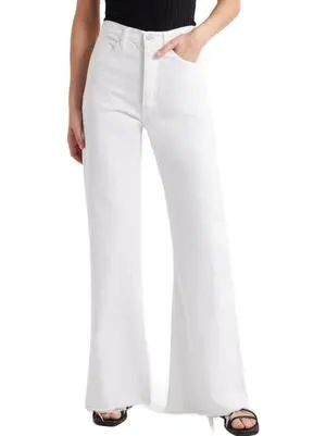FRAME FRAME The Lax Frayed High-Rise Flare Jeans White Raw Fray