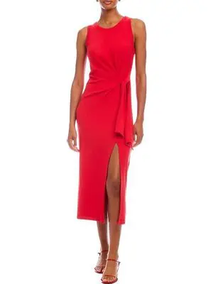 Fifteen Twenty Maddie Side Knot Midi Dress - Cherry