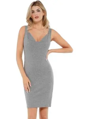 POPILUSH Shapewear Modal Sculpting Mini Dress - Pastel Grey