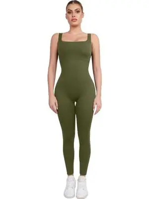 POPILUSH Popilush Shapewear Thigh Slimming Workout Jumpsuit Jade Green