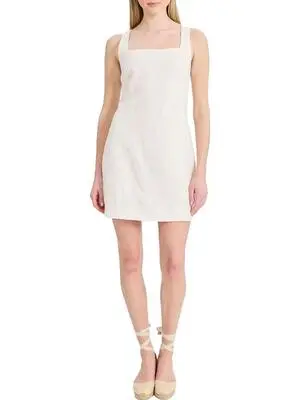 THE GOOD JOURNEY Square Neck Linen-blend Minidress - Cloud Dancer