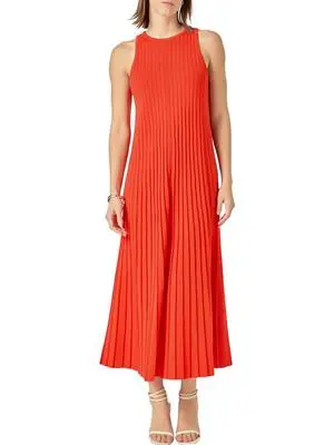 English Factory Pleated Knit Maxi Dress - Orange Red