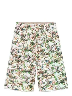 BLESS Bless Pigs-print Pleated Shorts