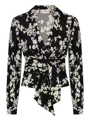 Elisabetta Franchi Floral Print Blouse - Black
