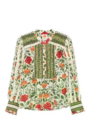 Farm Rio Garden Tapestry Blouse - Green