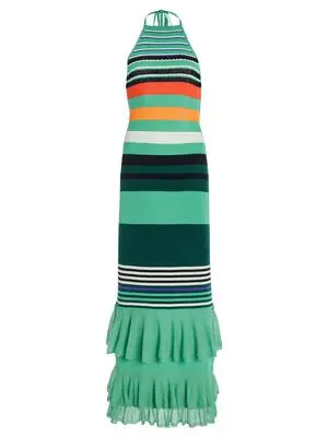 Christopher John Rogers Striped Cotton-blend Halter Dress - Stripe
