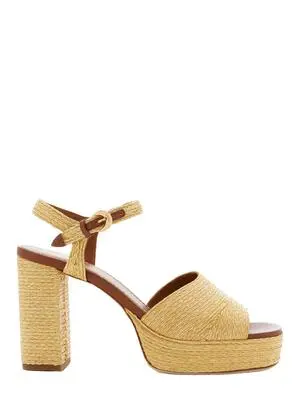 Staud Jodie Platform Raffia Sandals - Neutral