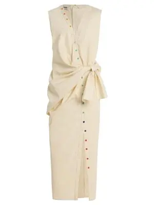 Christopher John Rogers Cotton Sarong Shirt Dress - Ivory