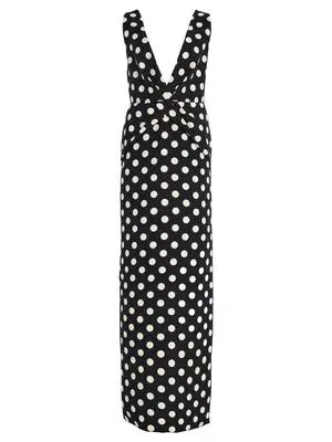 BRANDON MAXWELL Riviera Polka-Dot Maxi Dress