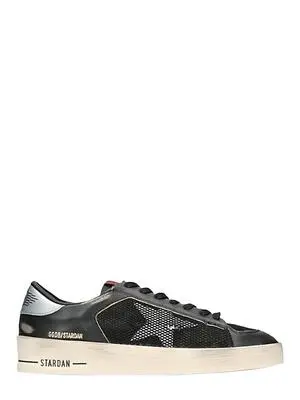 GOLDEN GOOSE Stardan Mesh And Leather Low-top Trainers - Silver Com